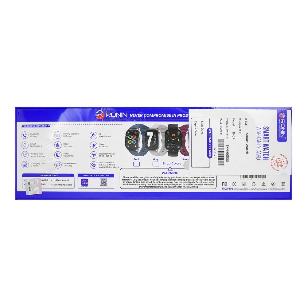 Order Ronin R-07 3D Curve Design Smart Watch, 1.96" Always On Amoled ...