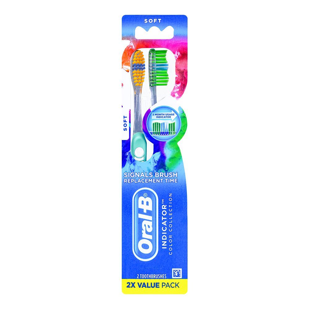 Purchase Oral-B Indicator Color Collection Toothbrush, Pack of 2, Soft ...