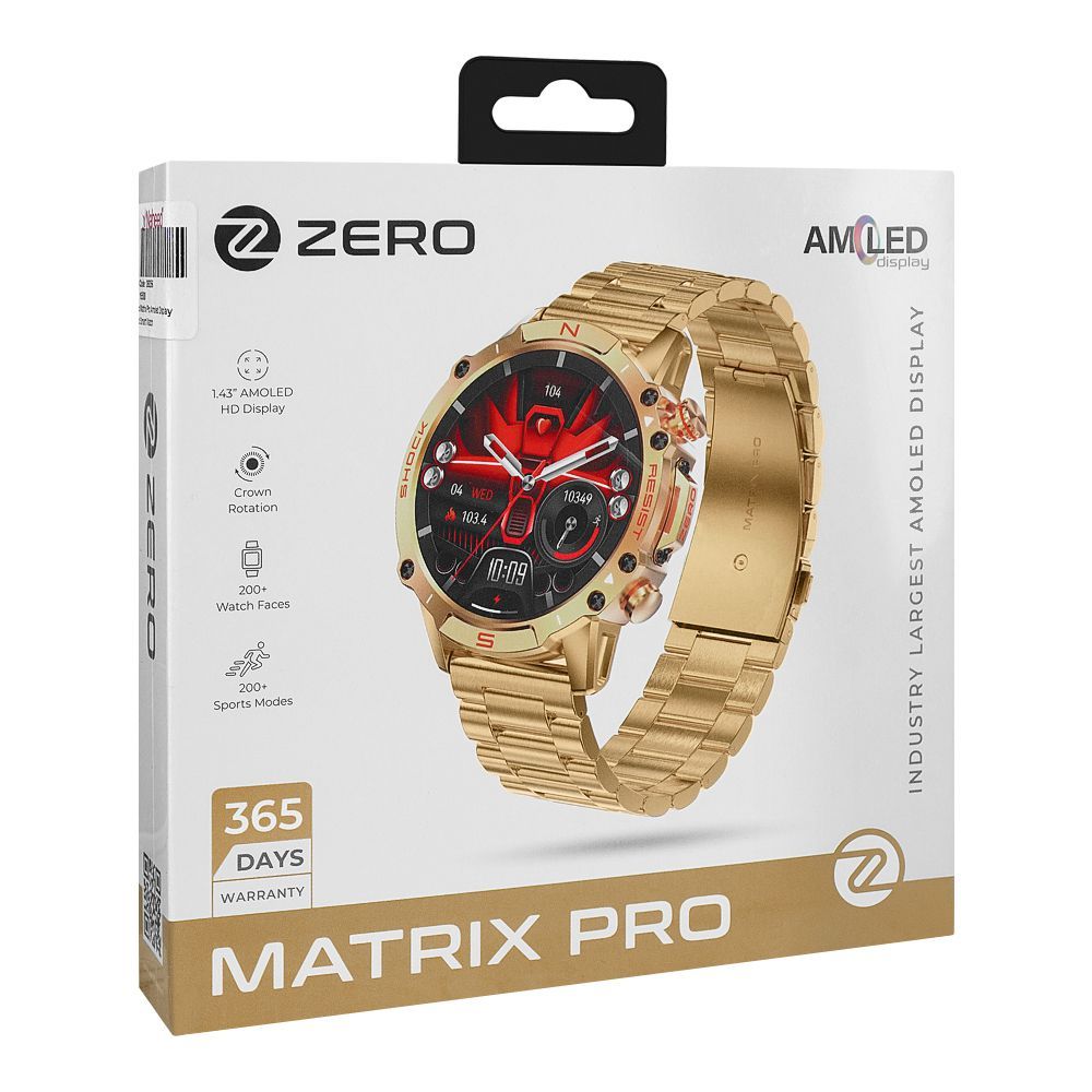 Buy Zero Matrix Pro 1.43" Amoled HD Display, Always on Display, Gold Metallic Chain Strap, Smart ...