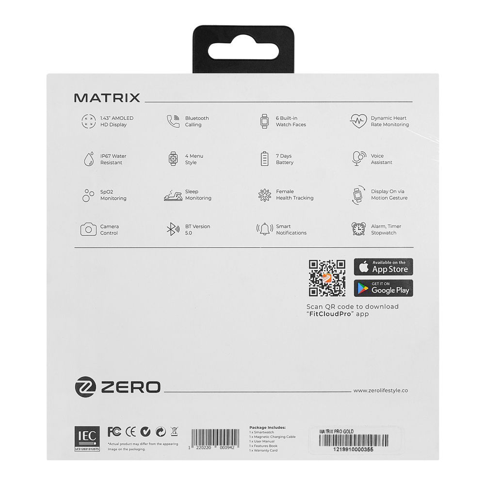 Buy Zero Matrix Pro 1.43" Amoled HD Display, Always on Display, Gold ...