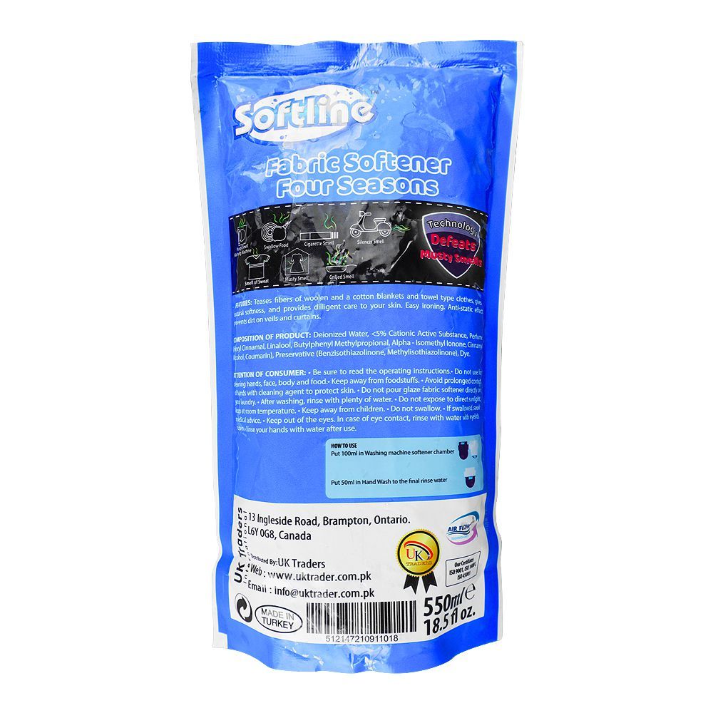 Buy Softline Fabric Softner Four Seasons, Blue Pouch, 550ml Online at ...