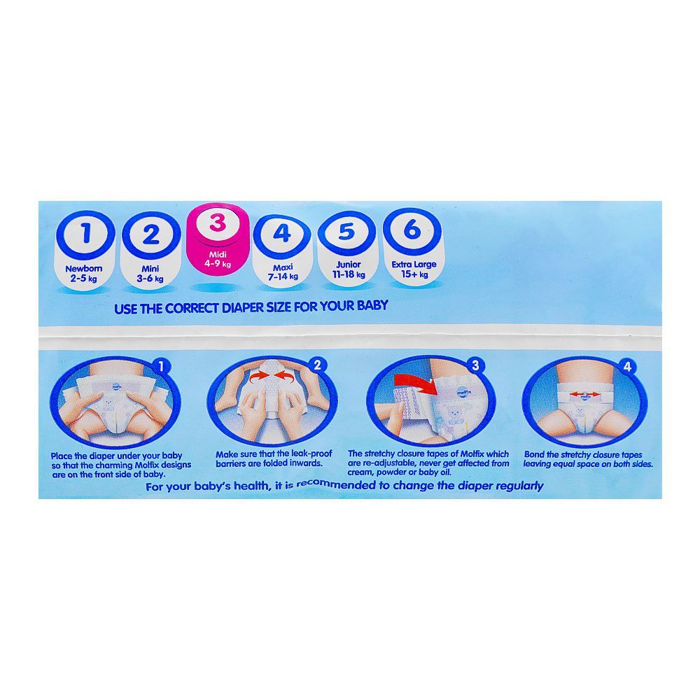 Purchase Molfix Diapers 3 Medium, Jumbo Economy Pack, 4-9kg, 56-Pack ...