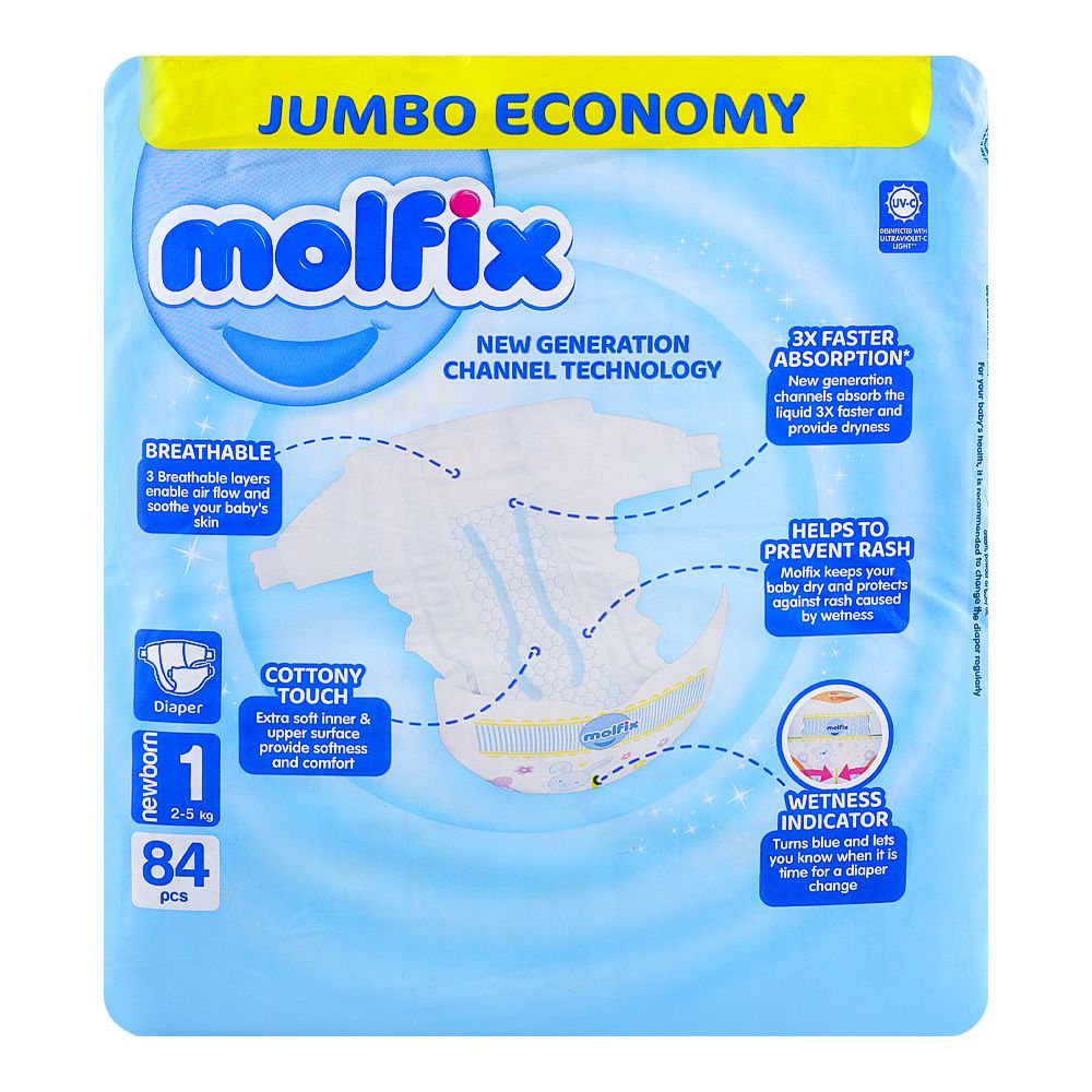 Purchase Molfix Diaper Newborn 1, Jumbo Economy Pack, 2-5kg, 84-Pack ...
