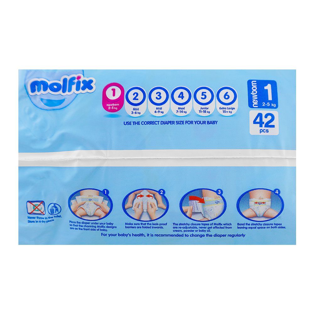 Purchase Molfix Diapers Newborn 1, 2-5kg, 42-Pack Online at Best Price ...
