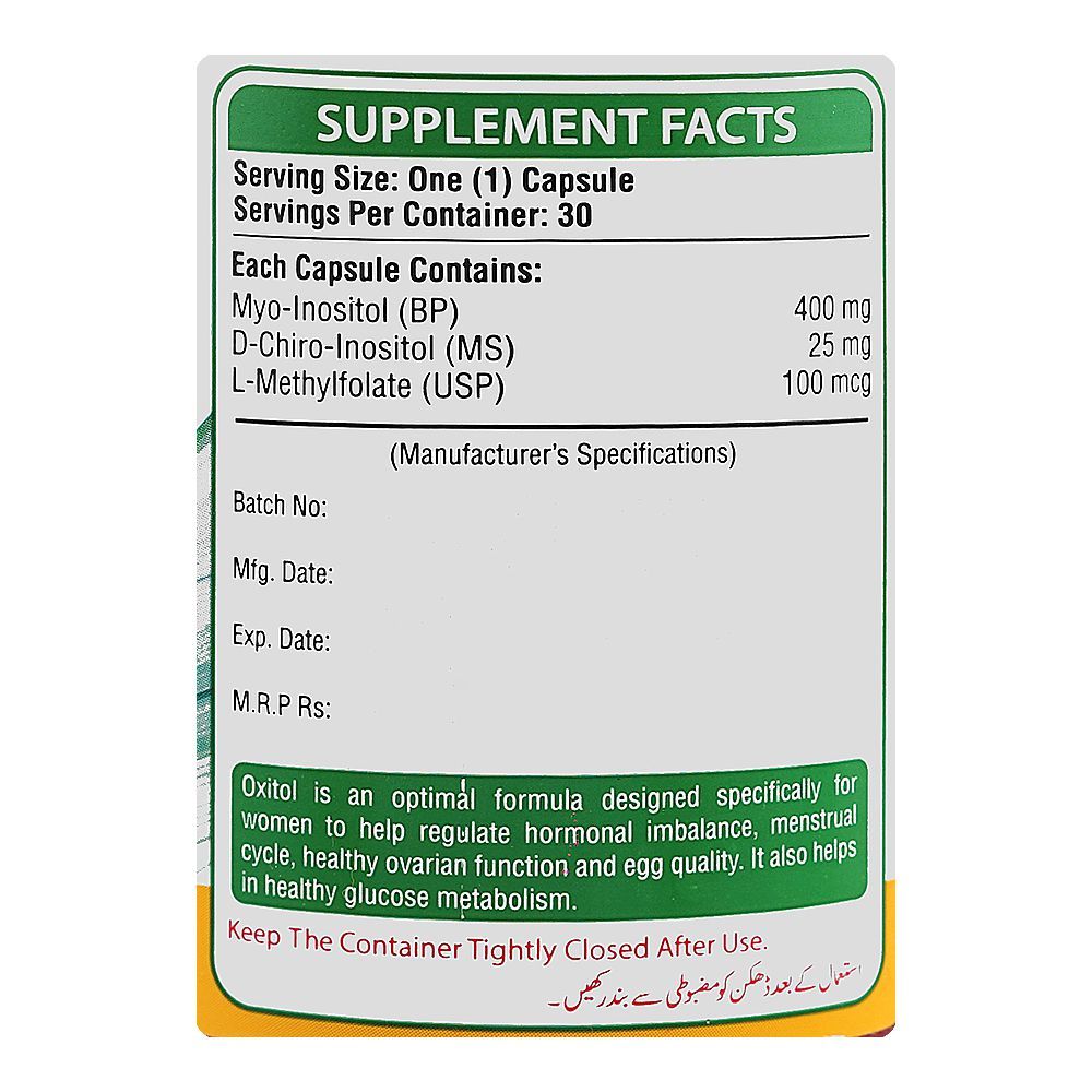 Nutrifactor Oxitol Women's Health Hormonal & Ovarian Support Supplement ...