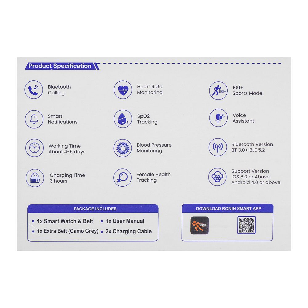 Buy Ronin R-012 Rugged Design Smart Watch, 1.43" Always On Amoled ...