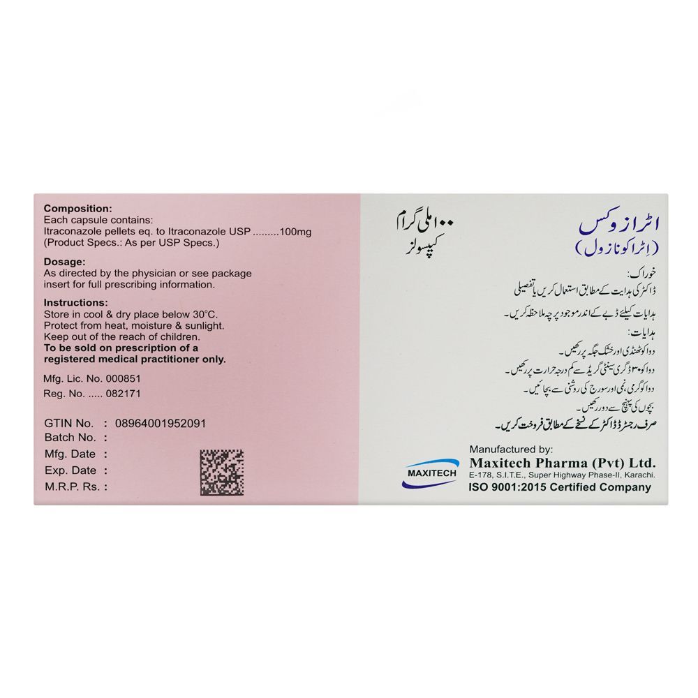 Itrazox 100mg Capsules, Box