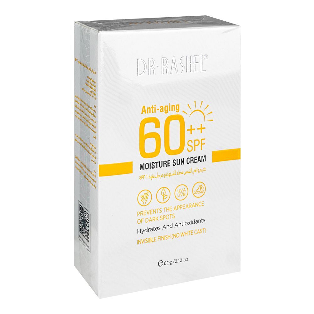 Buy Dr.Rashel Anti-Aging Moisture Sun Cream, SPF 60++, No White Cast Sunscreen, Prevents Dark ...