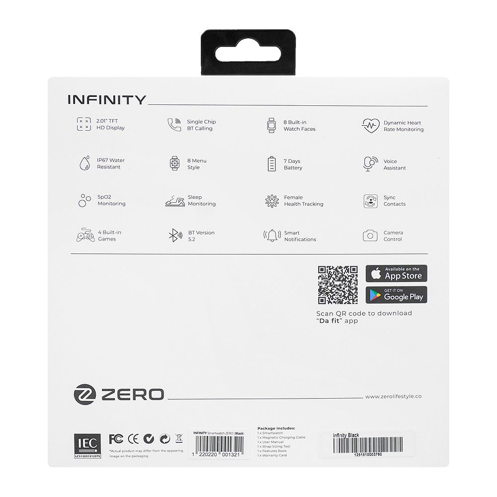 Buy Zero 2.01" TFT HD Display Infinity Smart Watch, BT Calling, 100 ...
