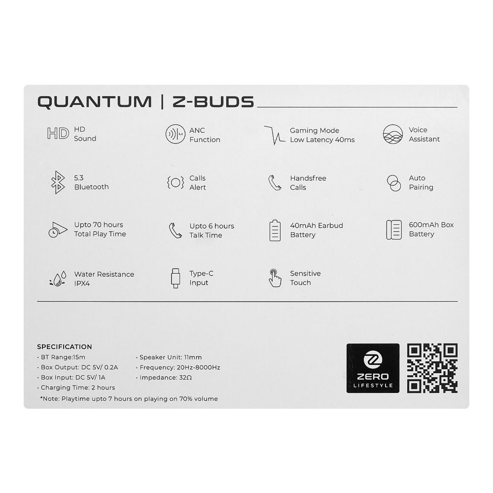 Order Zero Quantum Z Buds True Wireless Earbuds, Upto 70 Hours Play ...