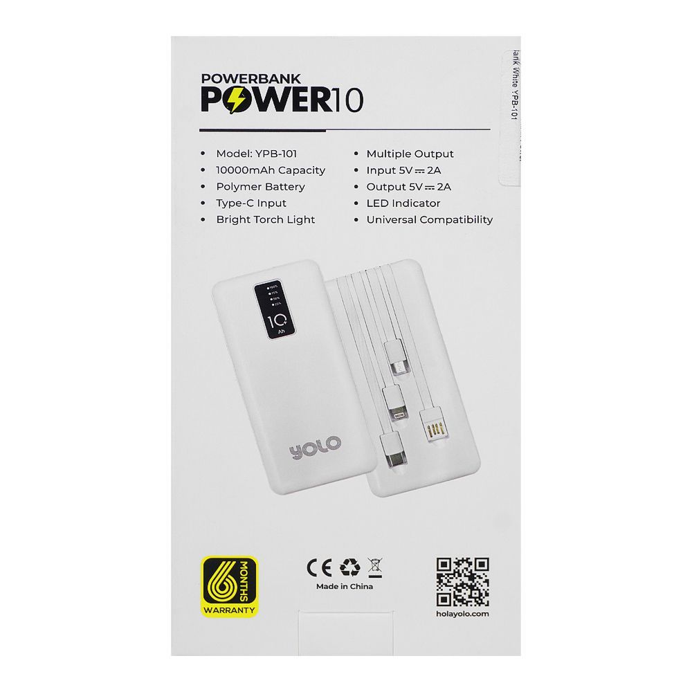 Buy Yolo Power 10 Power Bank, 10000mAh Battery, Multi Inputs, High ...