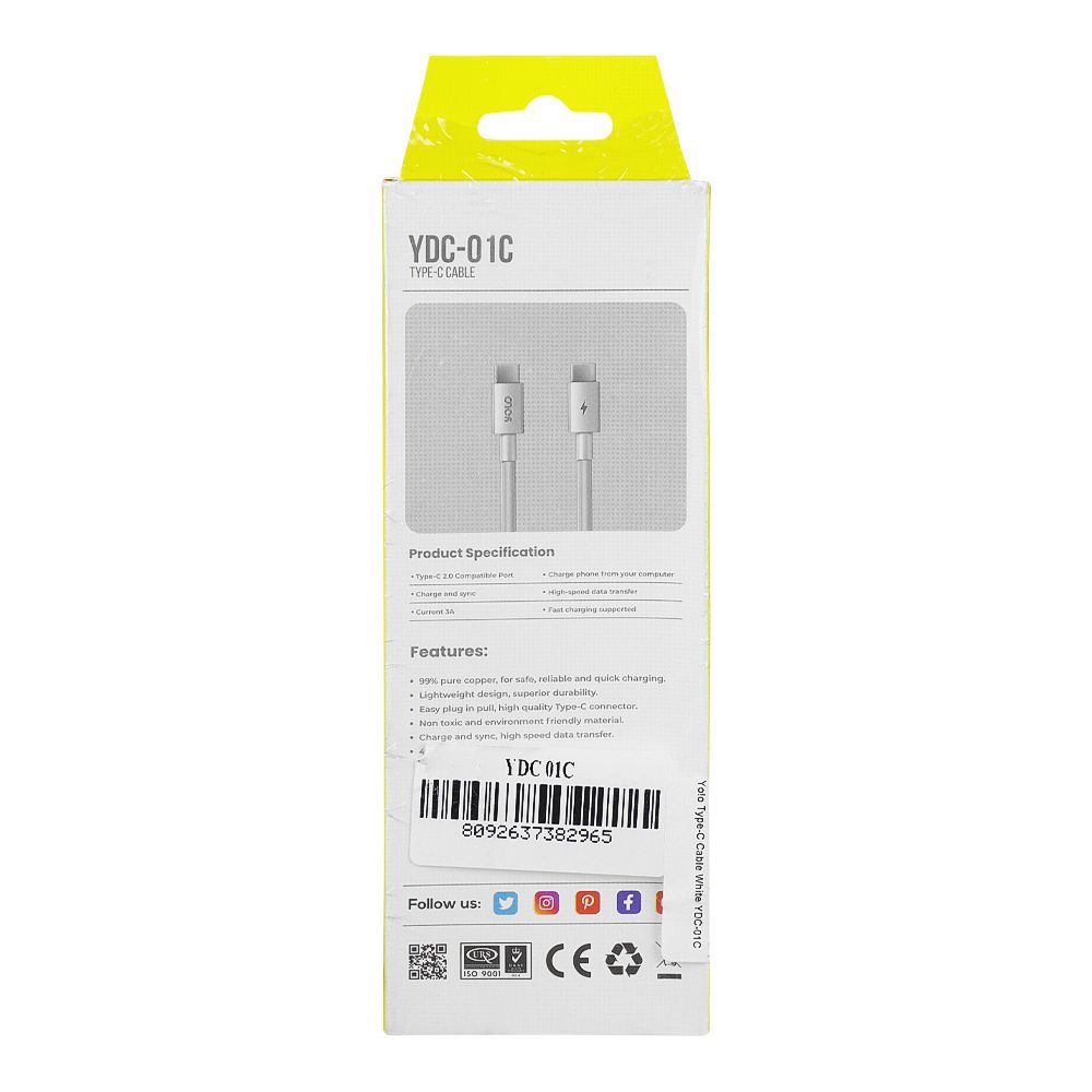 Purchase Yolo Type-C To Type-C Cable, Pure Copper, Fast Charging, 3A ...