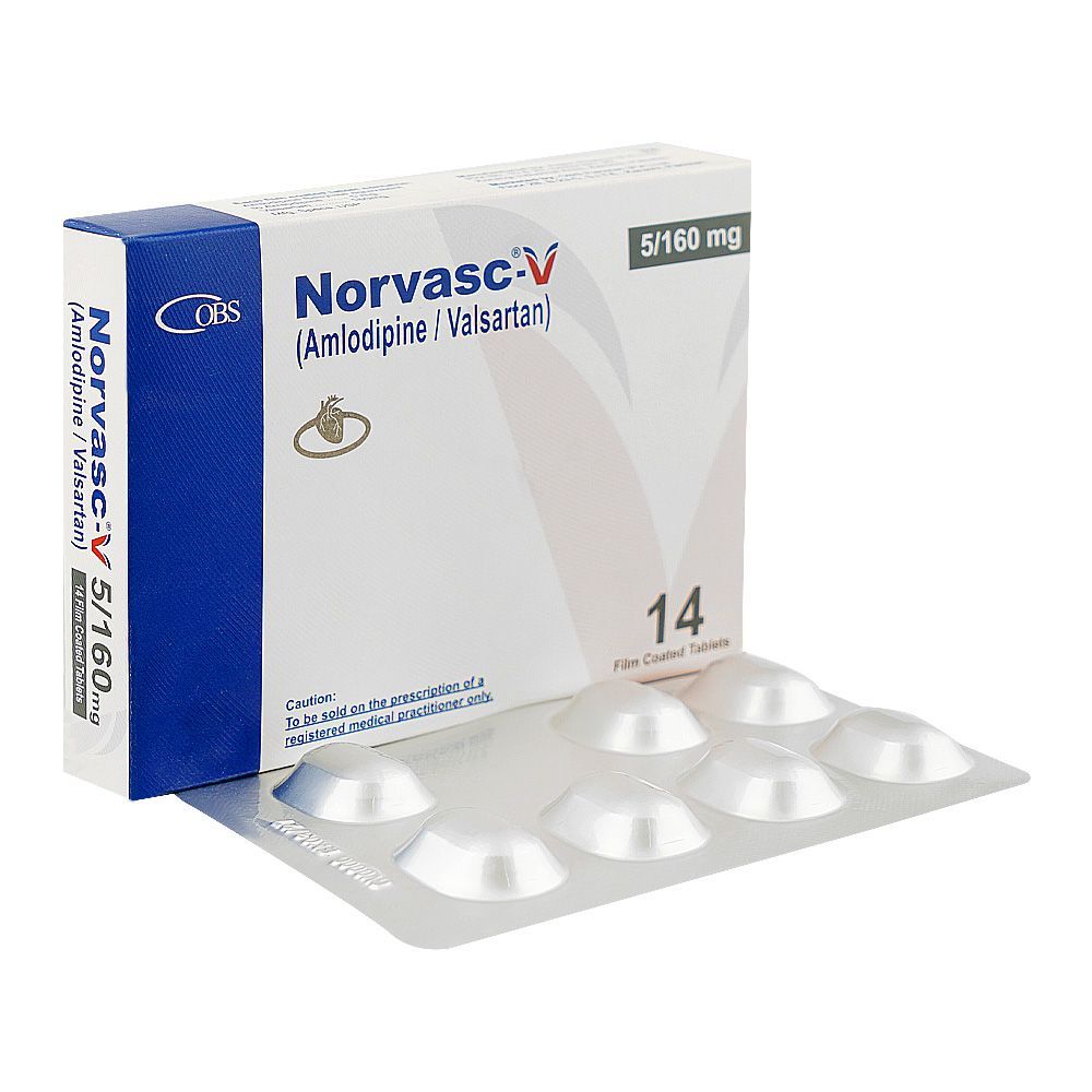 OBS Pharmaceuticals Norvasc-V Tablet, 5/160mg, 14-Pack