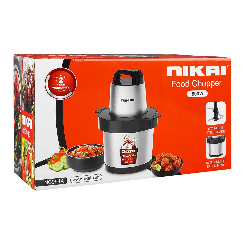 Purchase Nikai Food Chopper, 800W, 6 Liter Stainless Steel Bowl, NC ...