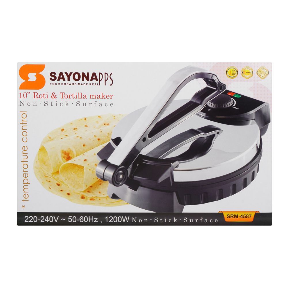 Order Sayona 10" Inch Roti & Tortilla Maker, 1200W, Non Stick Surface ...