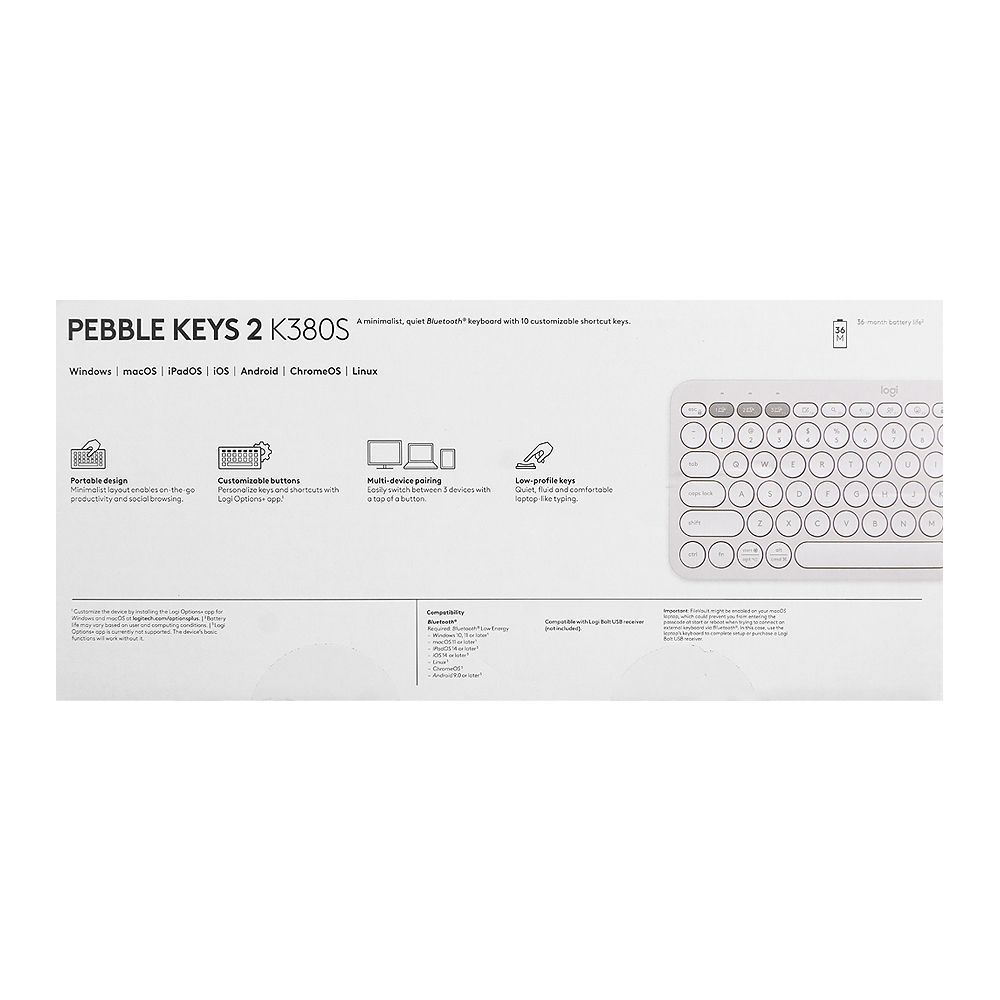 Buy Logitech Pebble Key 2 Multi-Device Wireless Portable Keyboard, 36M ...