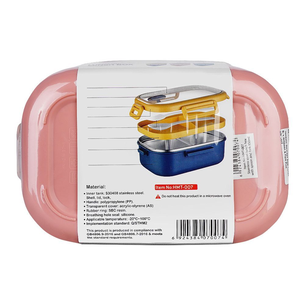 Order Homeatic Stainless Steel Lunch Box With Cutlery, 850ml, 6.9in (H) x 3.7in (W) x 2.4in (D ...