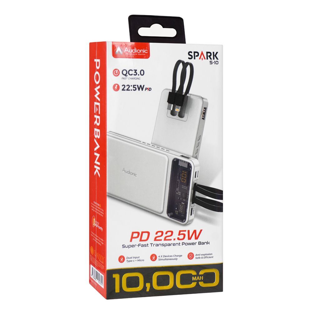 Purchase Audionic Spark S-10 Power Bank, 22.5W, 10000 mAh, Digital ...
