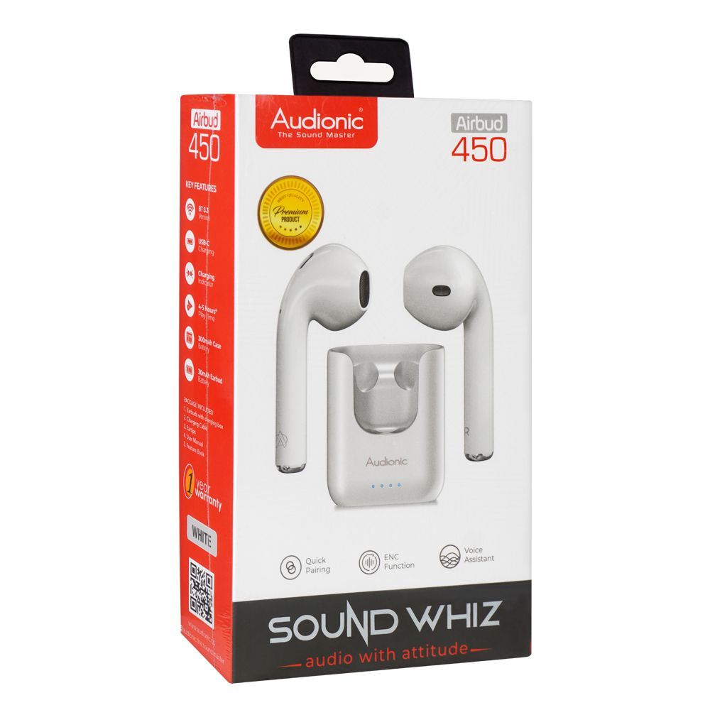 Purchase Audionic Airbud 450 Wireless Earbuds, ENC Technology, Type-C ...