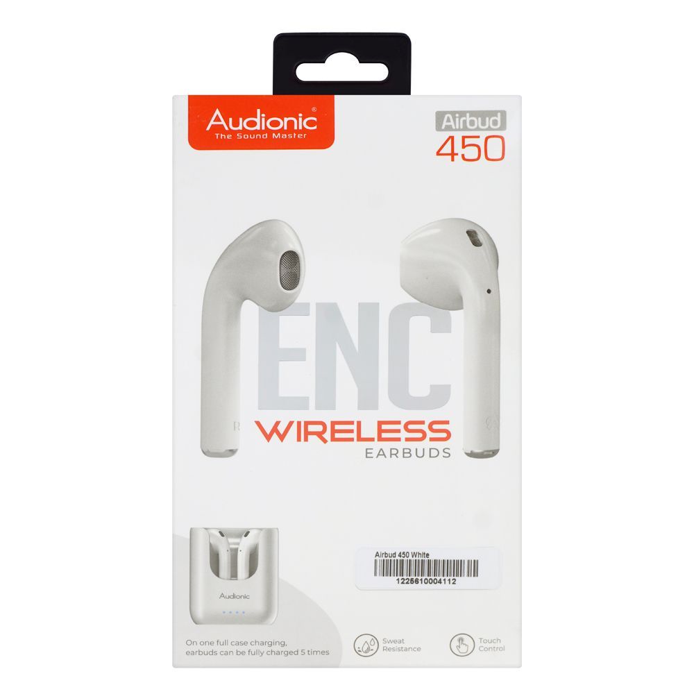 Purchase Audionic Airbud 450 Wireless Earbuds, ENC Technology, Type-C, Touch Control, 25 Hours ...