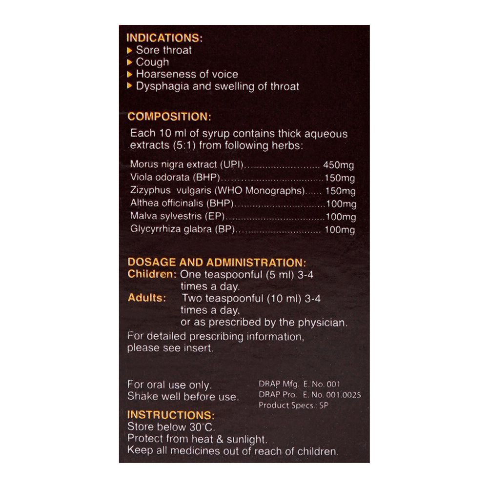 Herbion Toot Rus Toot Siah Sugar Free Syrup, 120ml
