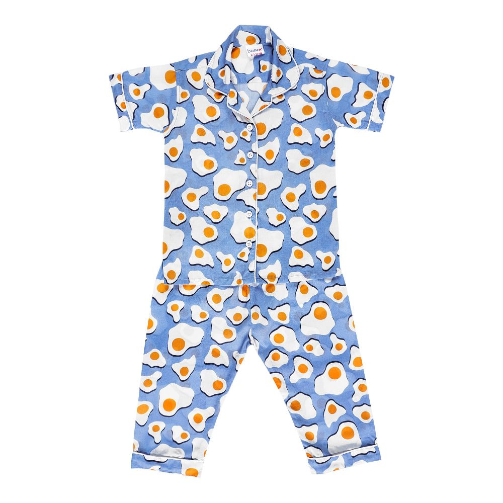 Order Basix Kid's Egg Yolk Shorts Sleeves Night Suit, 2-Piece, White ...
