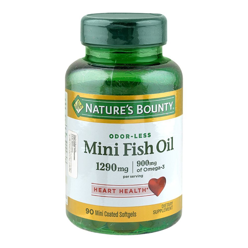 Nature's Bounty Mini Fish Oil, 1290mg, Bottle (90 Mini Coated Softgels)