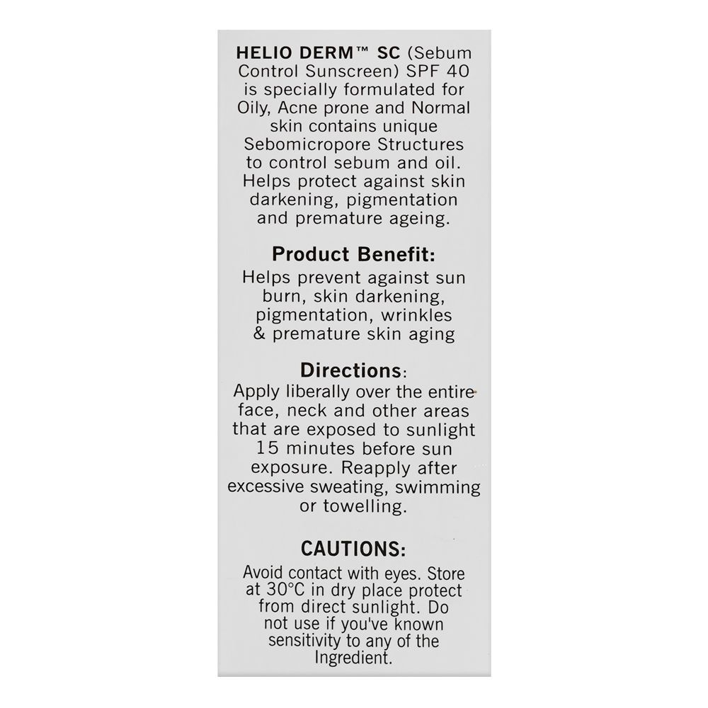 Helio Derm Sc Sebum Control Sunscreen, Oil Free, SPF 40, PA ...