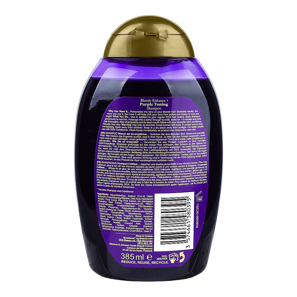 Buy OGX Blonde Enhance + Purple Toning Shampoo, Sulphate Free ...