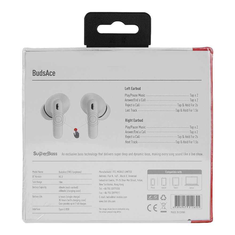 Purchase Itel BudsAce ANC Wireless Earbuds, 50 Hours Total Playtime ...