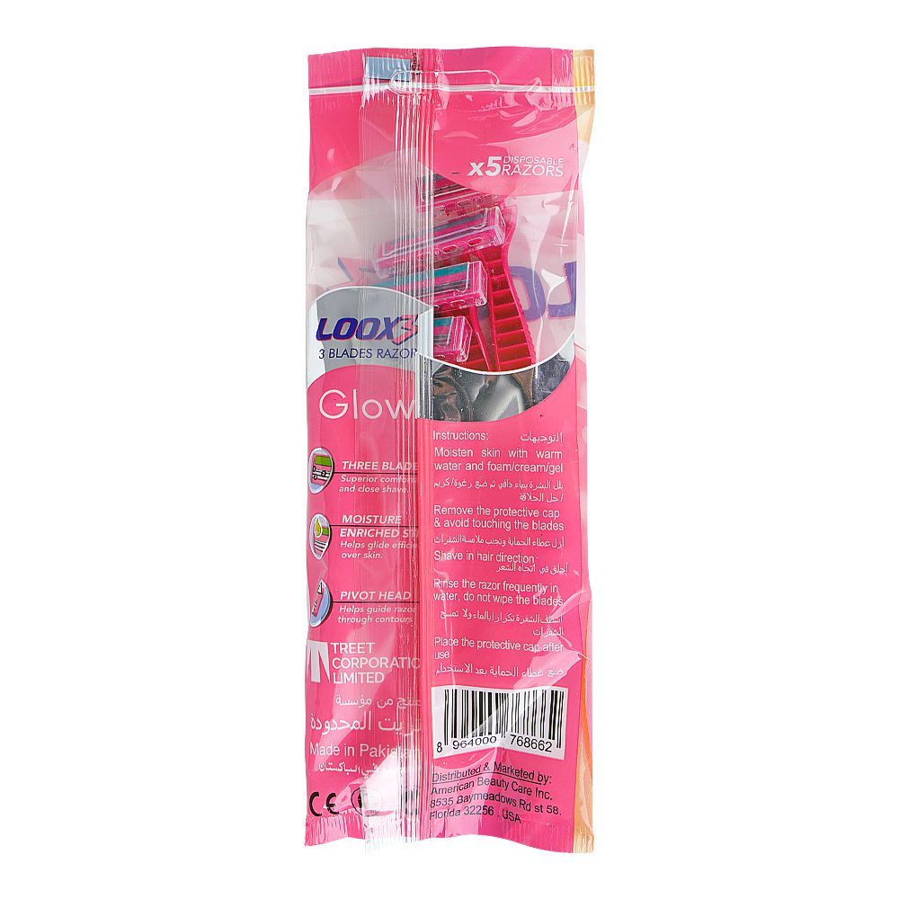 Buy Treet Loox3 Glow 3-Blades Disposable Razor Pouch, 5-Pack Online at ...