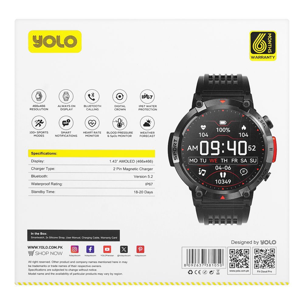 Order Yolo 1.43" Super Amoled Display Legend Smart Watch, IP67 Water ...
