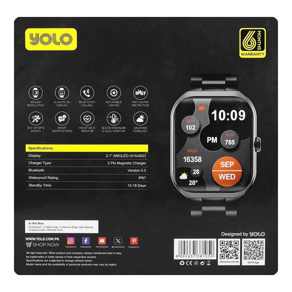 Order Yolo 2.1" Amoled Display Supreme+ Smart Watch, IP67 Water ...