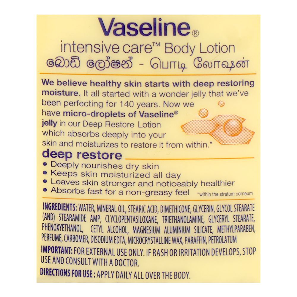 Order Vaseline Intensive Care Deep Restore Dry Skin Non-Greasy Body Lotion Pump, 400ml Online at ...