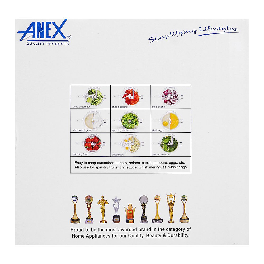 Buy Anex Quick Hand Mixer With 10 Functions, Manual Food Cutter, Black ...