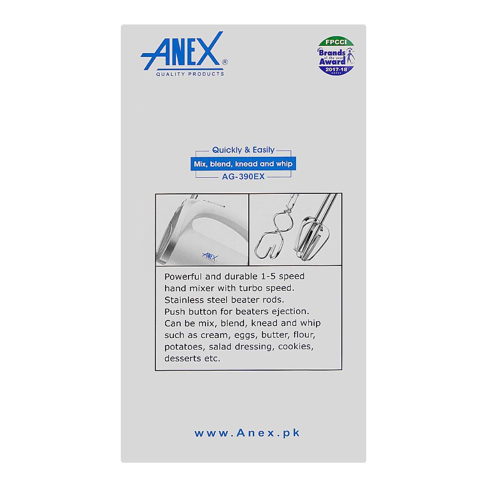 Order Anex Deluxe Hand Mixer, 250W, White, AG-390EX Online at Special ...