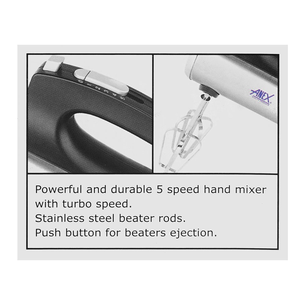 Order Anex Deluxe Hand Mixer, 250W, Black & Silver, AG-399 Online at ...