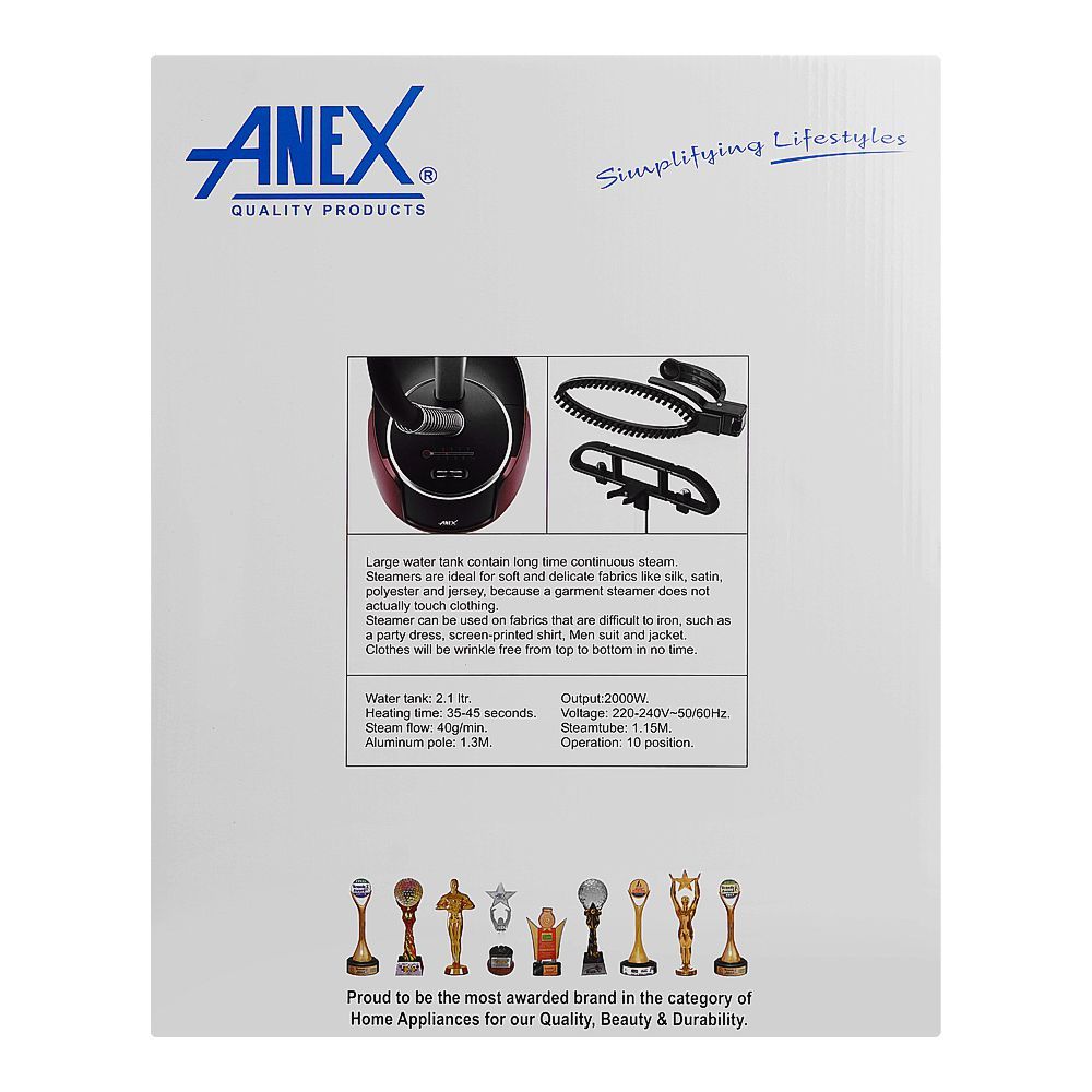 Buy Anex Deluxe Garment Steamer, 2000W, 2100ml Water Tank, Rose Gold ...