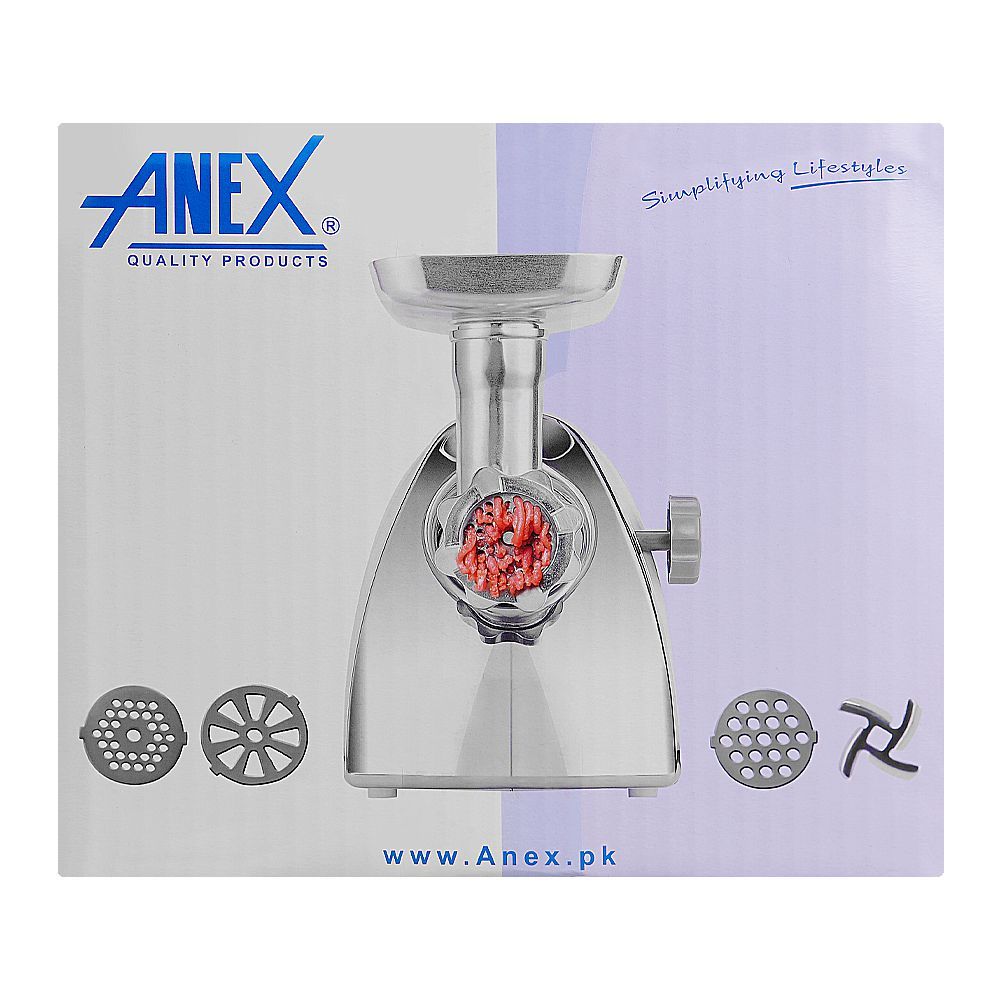 Buy Anex Super Meat Grinder With 4 Disks, 1200W, White, AG-2048 Online ...