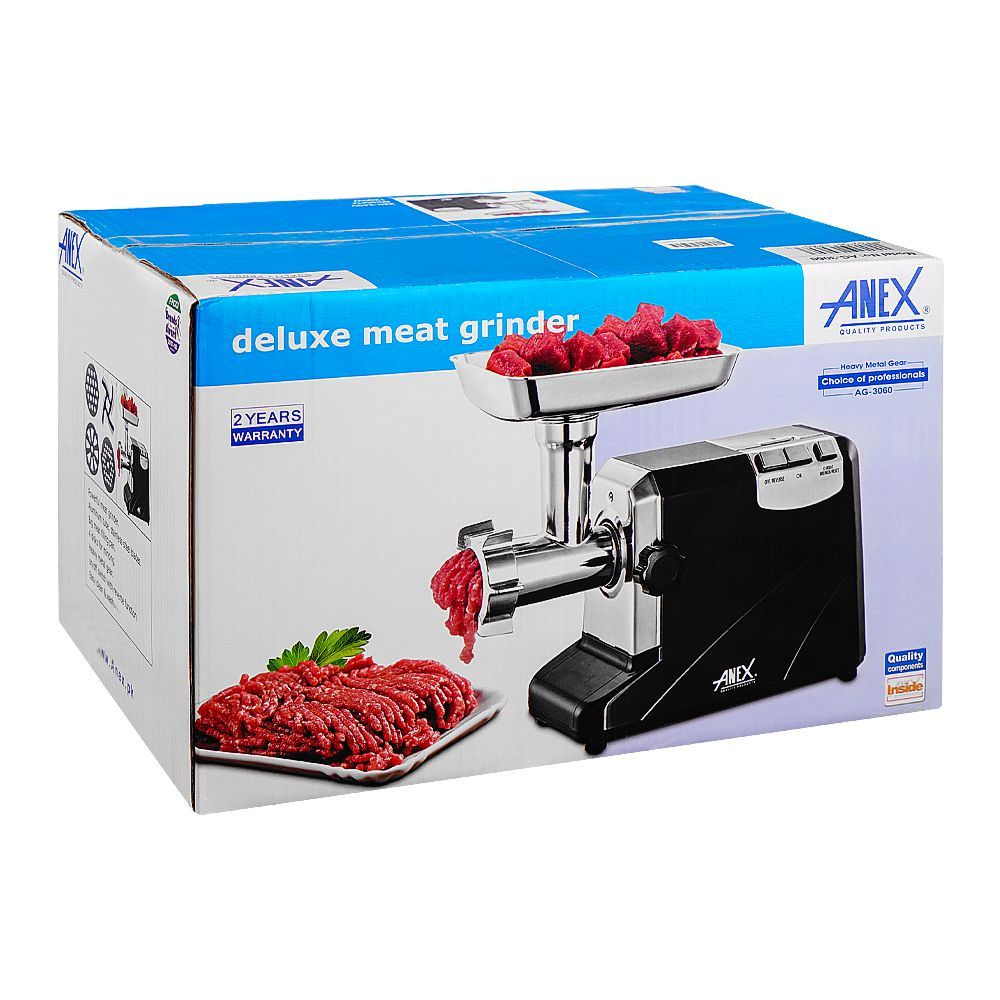 Order Anex Deluxe Meat Grinder, 1200W, Black & Silver, AG-3060 Online ...