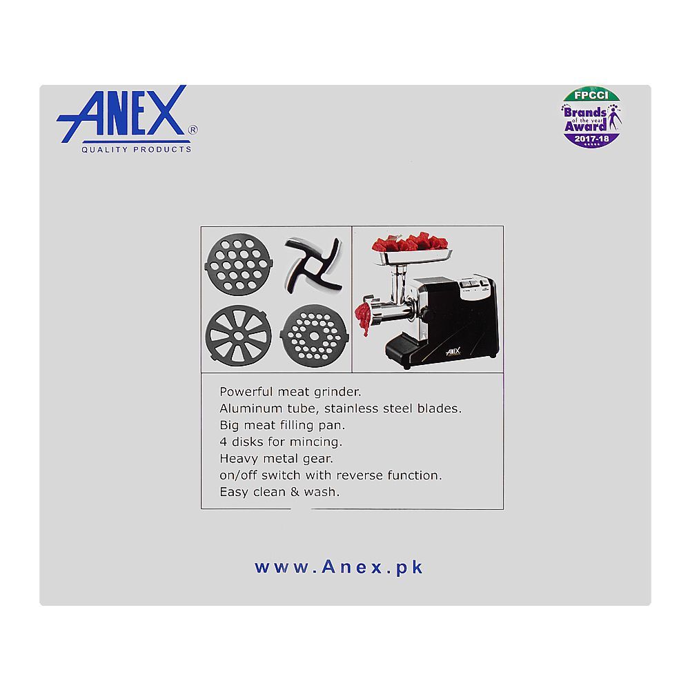 Order Anex Deluxe Meat Grinder, 1200W, Black & Silver, AG-3060 Online ...