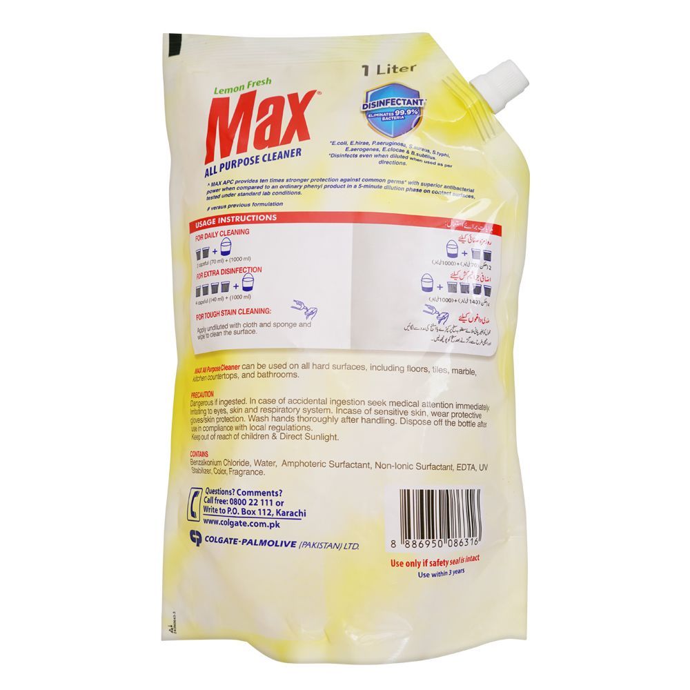 Buy Max All Purpose Cleaner, Lemon Fresh, 1000ml Pouch Online at ...