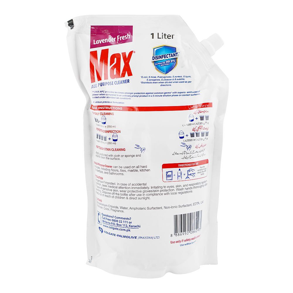 Max All Purpose Cleaner, Lavender Fresh, 1 Liter Pouch