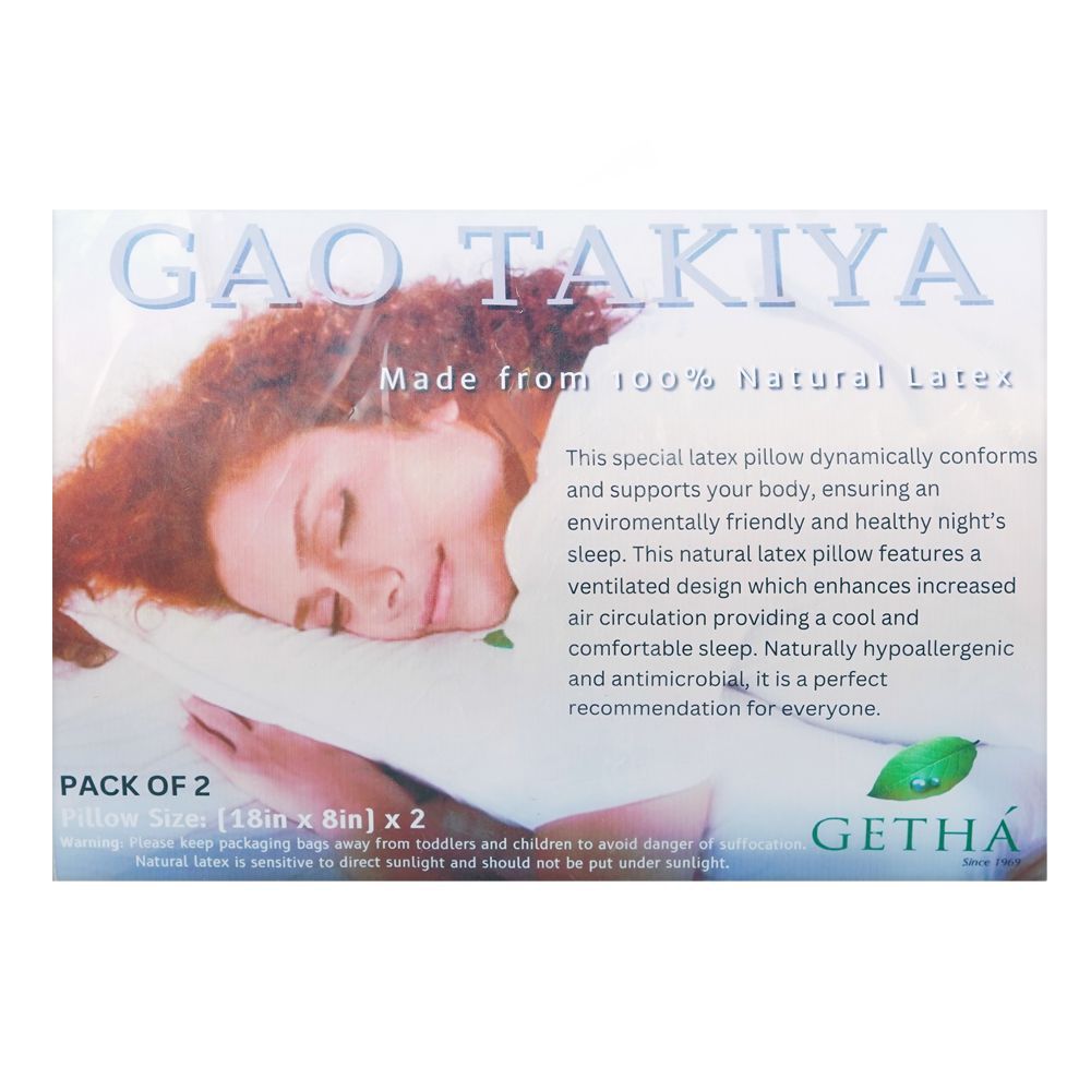 Purchase Getha 100% Natural Latex Gao Pillow, 18x8 Inches, 2-Pack ...