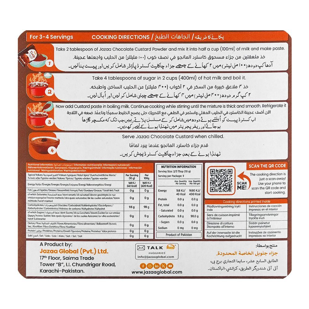 Jazaa Chocolate Custard Powder, 90g