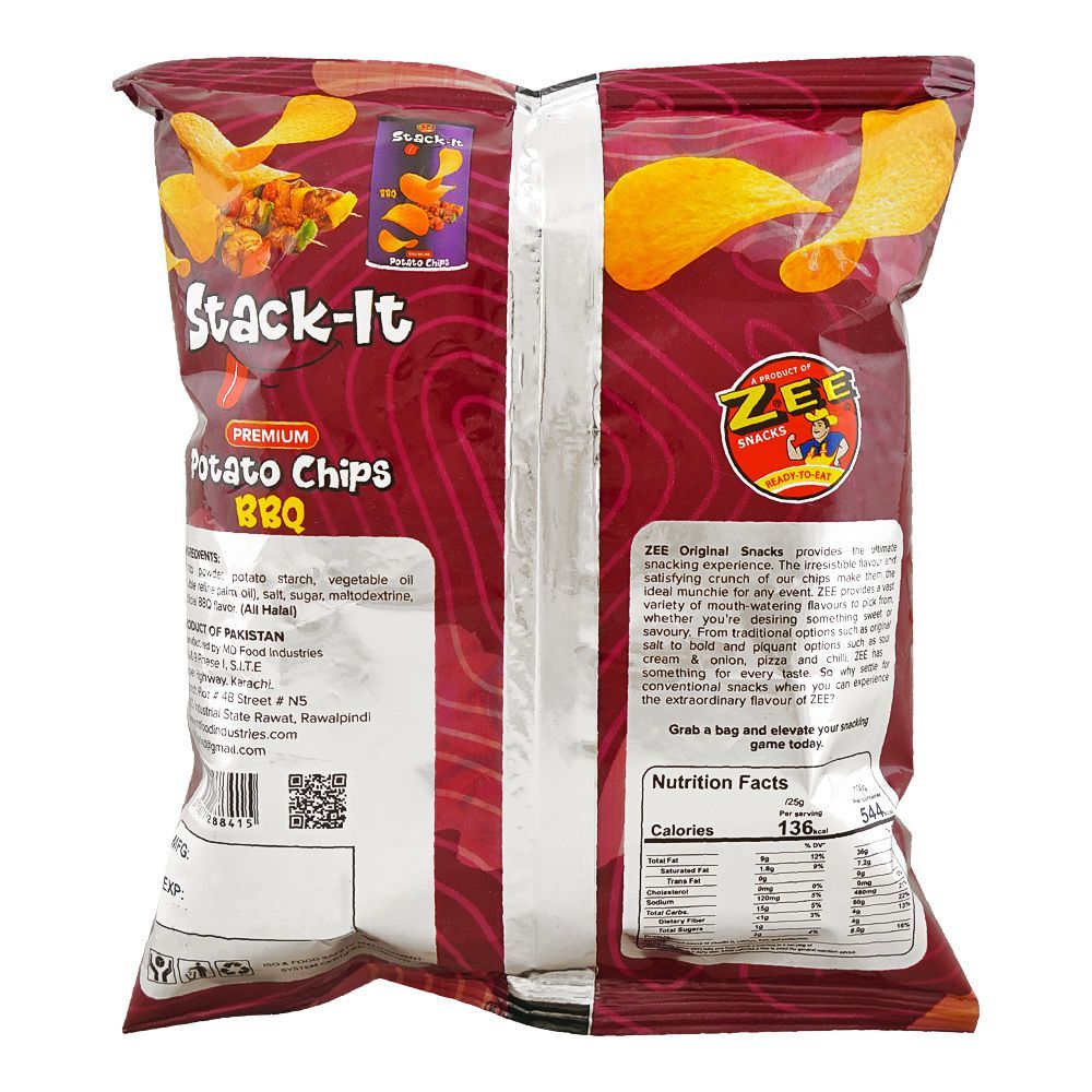 Order Zee Stack-It BBQ Potato Chips, 62g Online at Best Price in ...