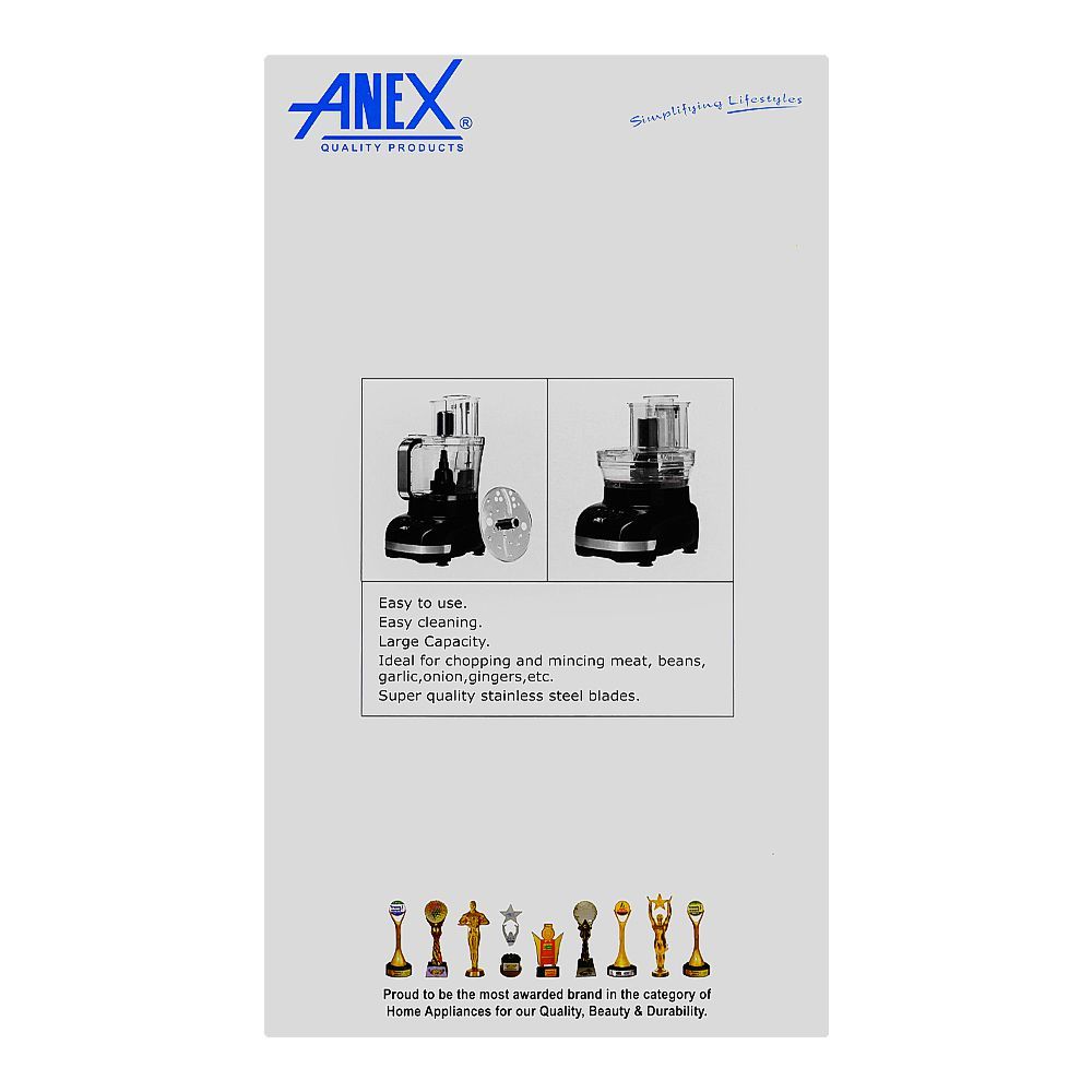 Buy Anex Super Deluxe Chopper, 500W, Black & Silver, AG-3059 Online at ...