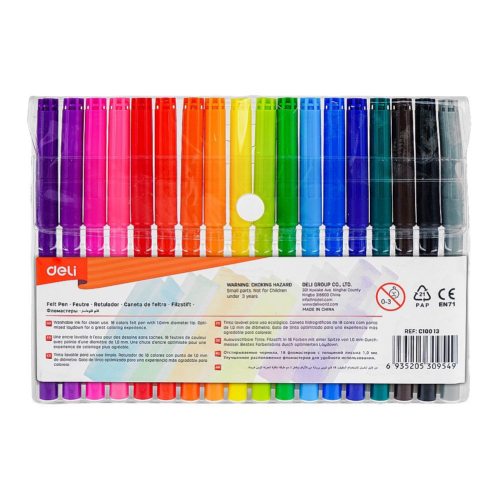 Order Deli Felt Pen Markers, 18 Assorted Colors, EC10013 Online at ...