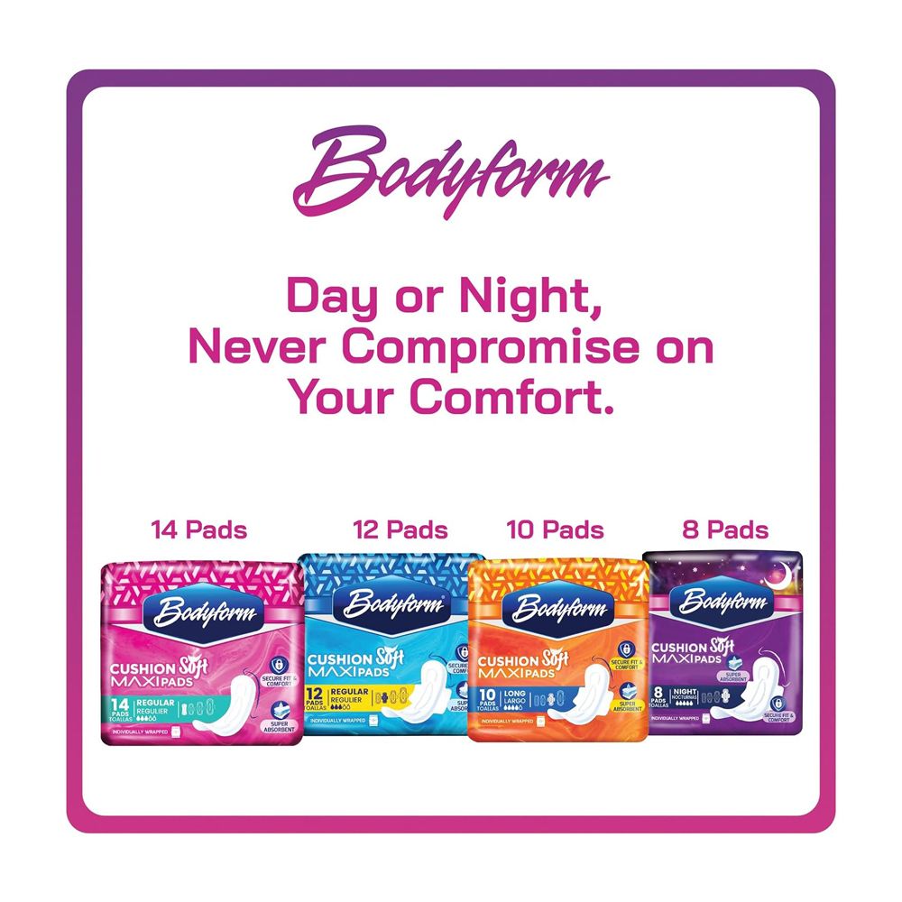 Buy Bodyform Cushion Soft Regular Maxi Sanitary Pads With Wings, 12 ...