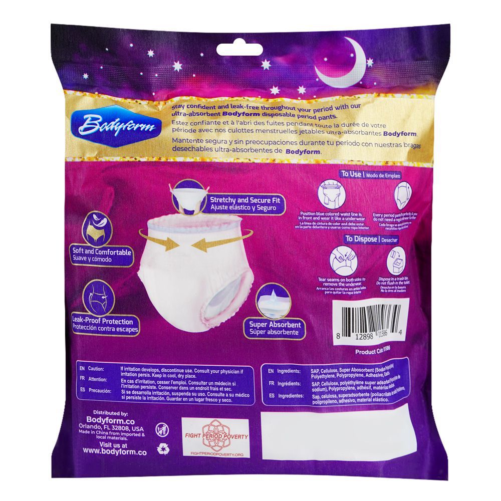 Purchase Bodyform Disposable Overnight Period Pants, XL, 2-Pack Online ...